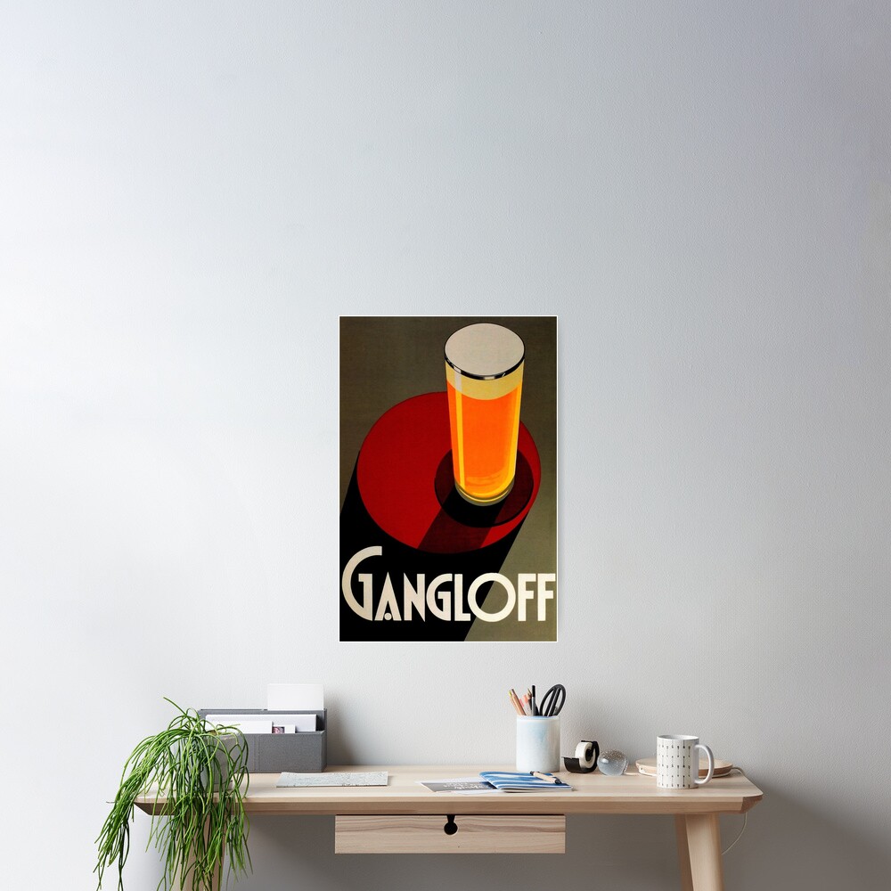 "Vintage Red Gangloff Beer Big Glass Light Ale Lager Pilsen Advertising ...