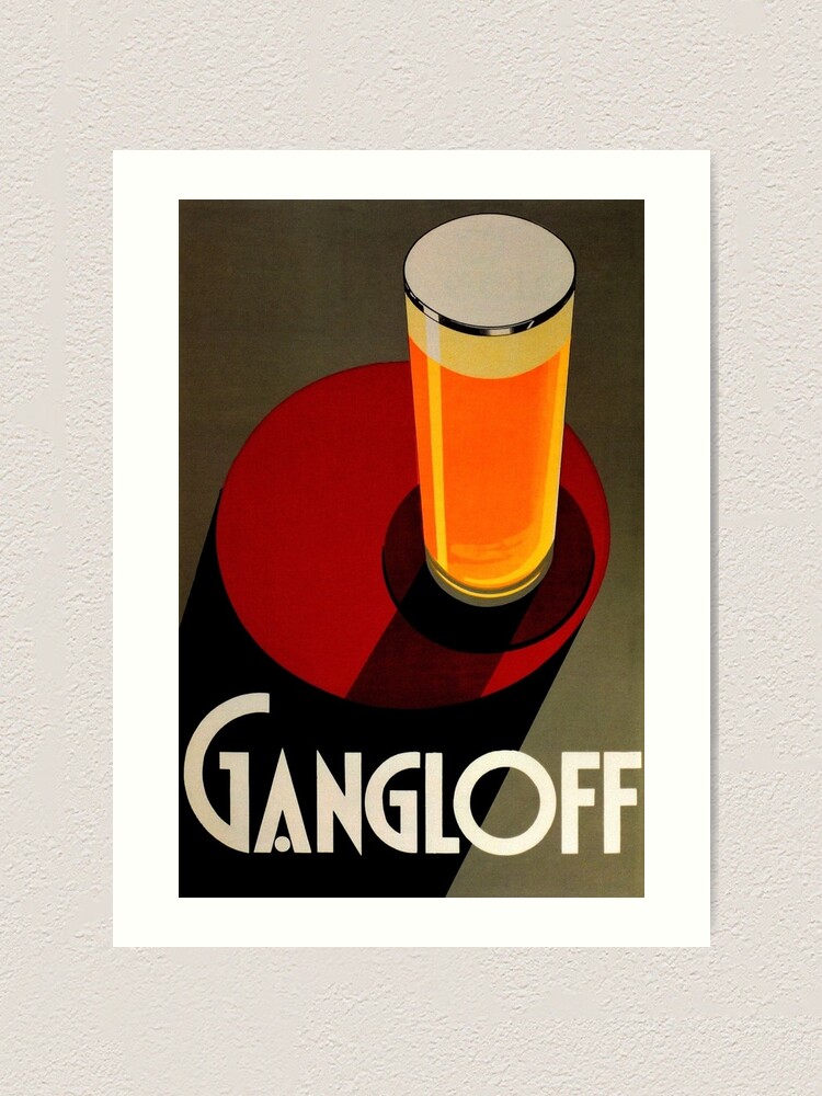 "Vintage Red Gangloff Beer Big Glass Light Ale Lager Pilsen Advertising ...