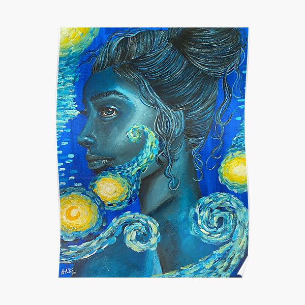 "Starry Night Girl " Poster by artbyalex22 | Redbubble