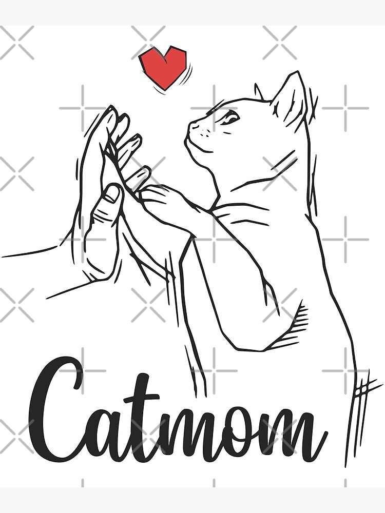 Póster Gato Mamá Gato Y Humano Alto Cinco De Onepixart Redbubble
