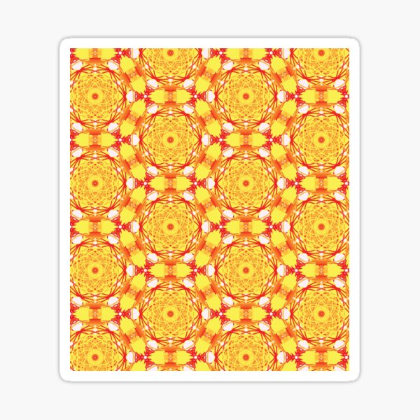 "Pattern white background red yellow flowering" Sticker by MissDewi ...