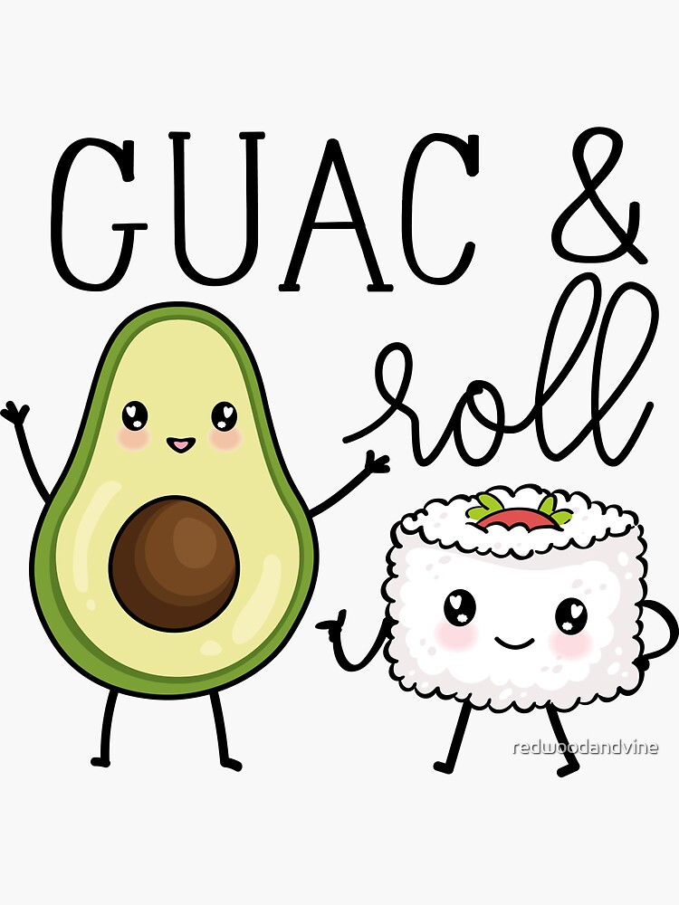 "Guac & Roll" Sticker by redwoodandvine | Redbubble