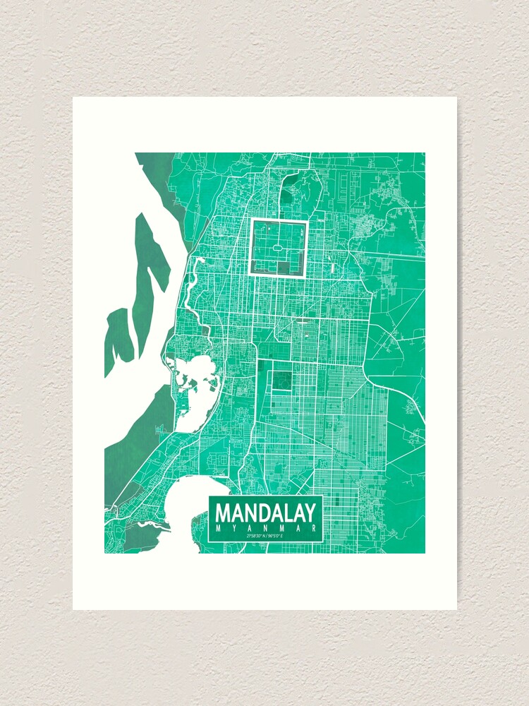 "Mandalay City Map of Myanmar - Watercolor" Art Print for Sale by deMAP ...