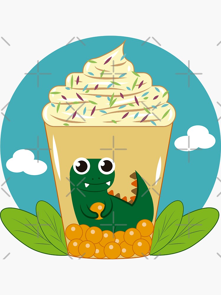 "Dino boba" Sticker by Cynthia-ZarPi | Redbubble