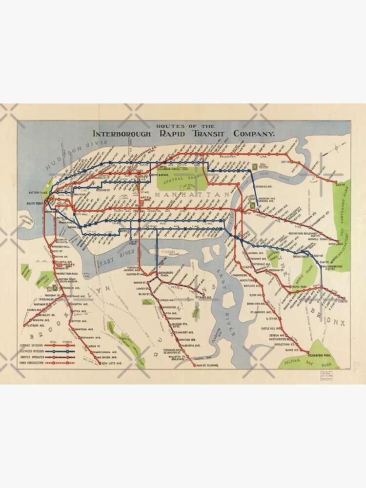 Vintage New York Subway Map 1924 | Vintage NYC Subway Map | Old New ...