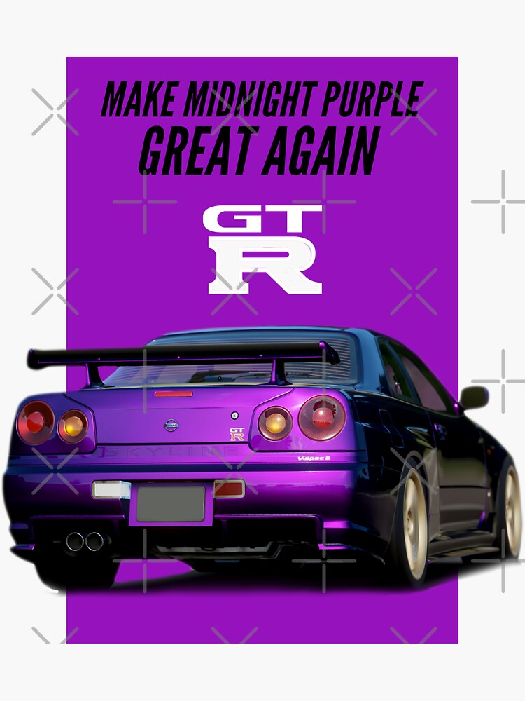 "Nissan Skyline GTR R34 - Midnight Purple" Sticker for Sale by ...