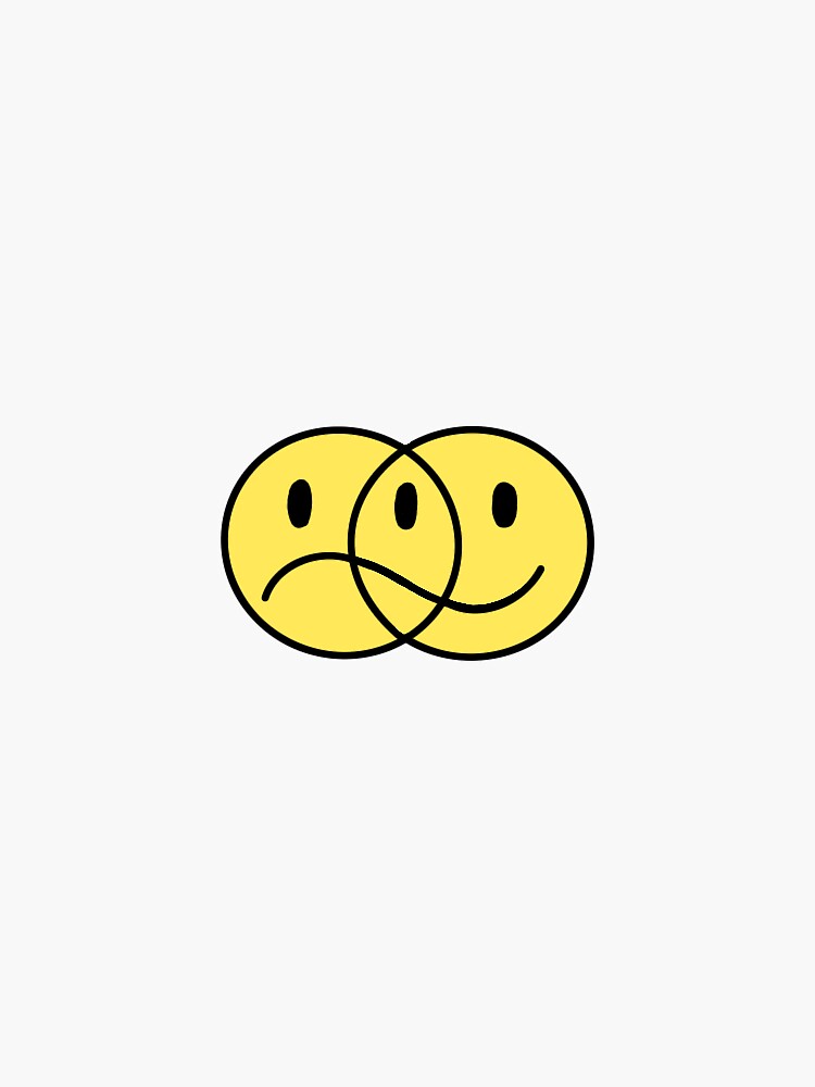 "Split smiley faces" Sticker for Sale by Clairolivia | Redbubble