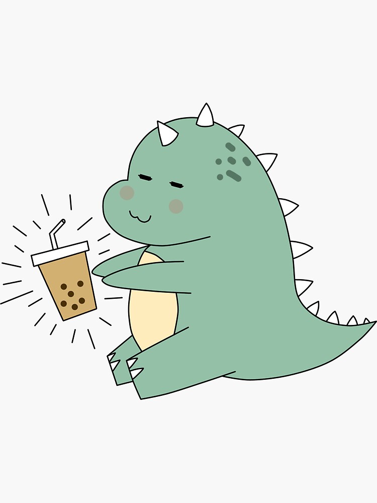 "Dino Boba Drinking Dinosaurus" Sticker for Sale by DirmArt | Redbubble