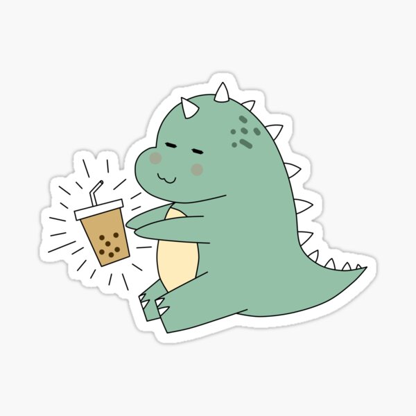 "Dino Boba Drinking Dinosaurus" Sticker for Sale by DirmArt | Redbubble
