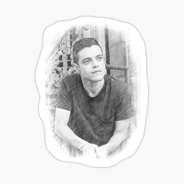 "pencil drawing rami malek" Sticker for Sale by MiaNotMaya | Redbubble