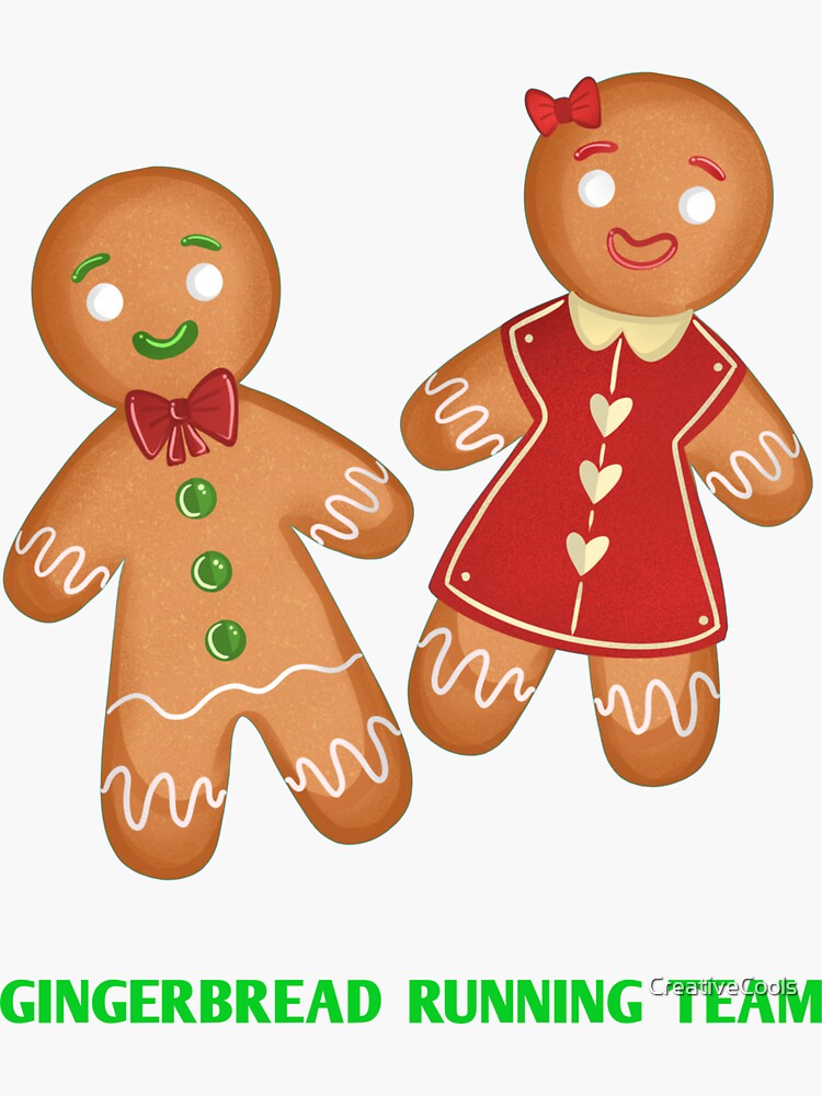 "Gingerbread running team" Sticker for Sale by CreativeCools | Redbubble