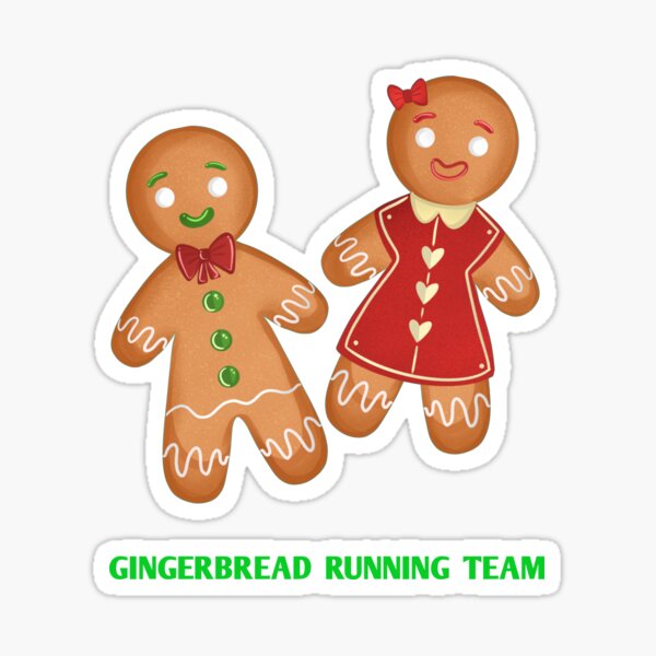 "Gingerbread running team" Sticker for Sale by CreativeCools | Redbubble