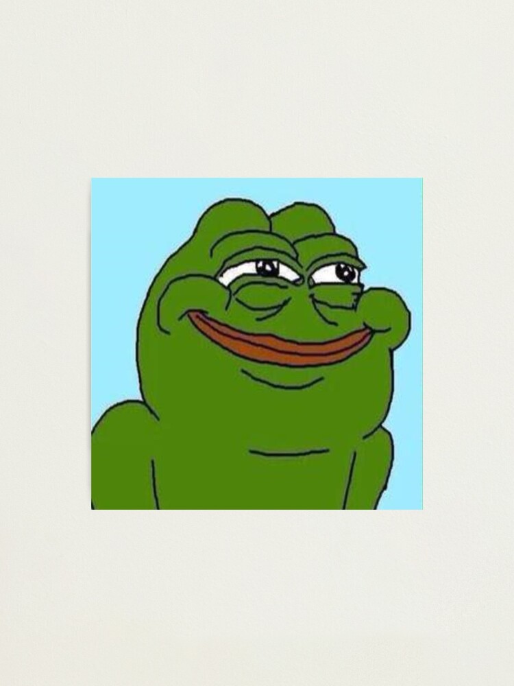 "SMILING PEPE THE FROG MEME (RARE)" Photographic Print by bitsnake ...