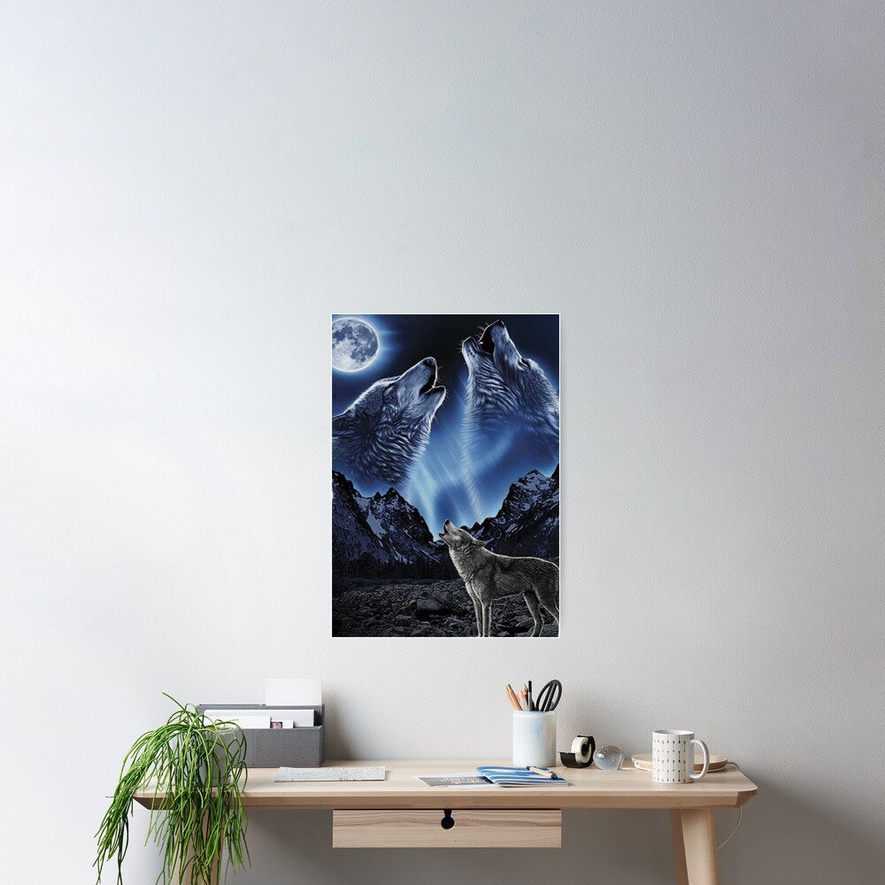 " Wolves With Moon" Poster for Sale by WWEShop | Redbubble