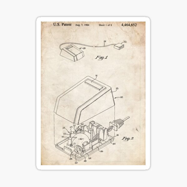 "First Computer Mouse US Patent Art Apple Steve Jobs 1984" Sticker for ...