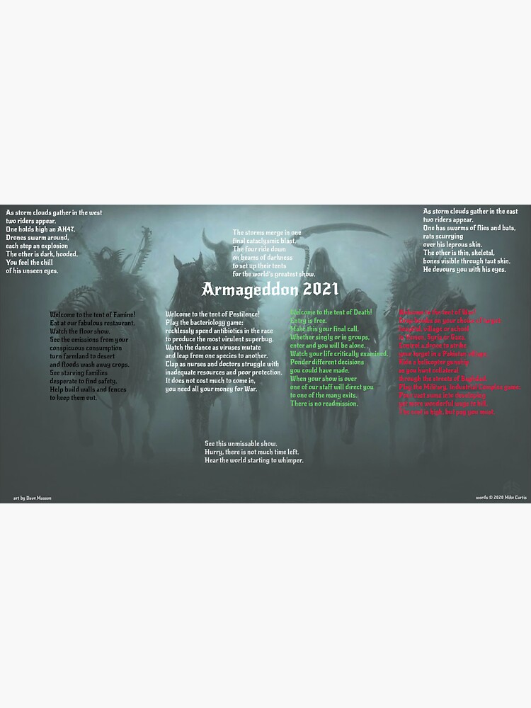 "Armageddon 2021" Sticker for Sale by janusweb | Redbubble
