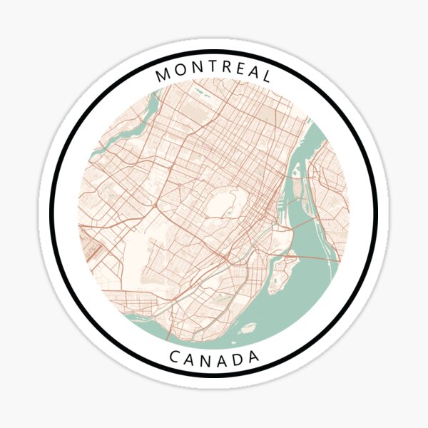 "Montreal, Canada Map (Theme 2)" Sticker by Mapnify | Redbubble