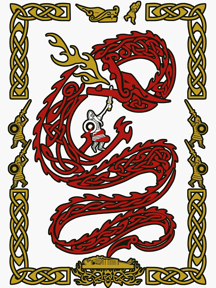 "Beowulf Vs The Dragon" Sticker for Sale by MythicComicsArt | Redbubble