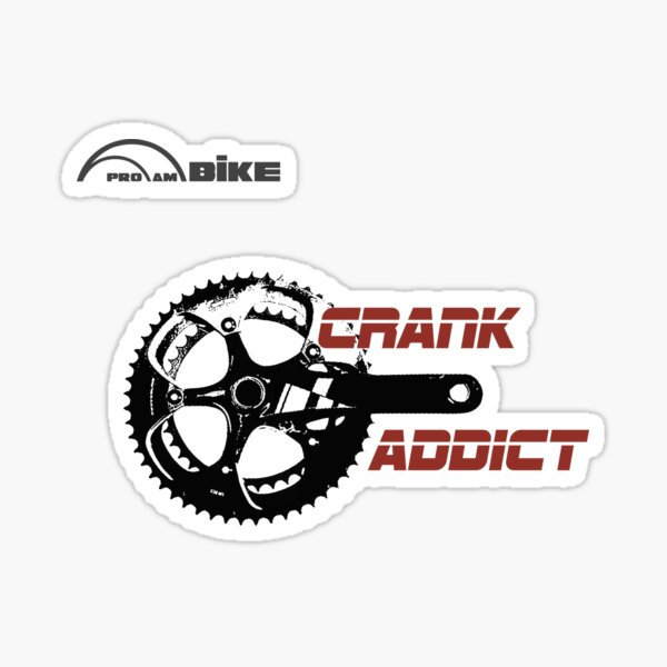 "Cycling T Shirt - Crank Addict" Sticker by ProAmBike | Redbubble