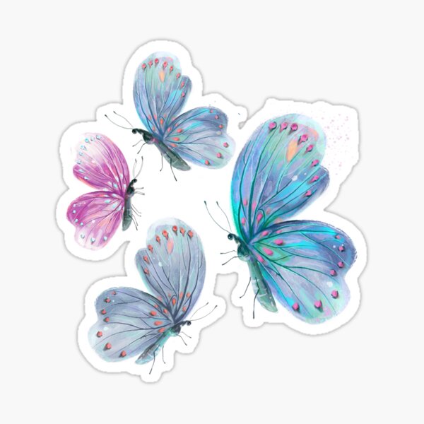 "Watercolor Butterfly Wings" Sticker by Wasmi | Redbubble