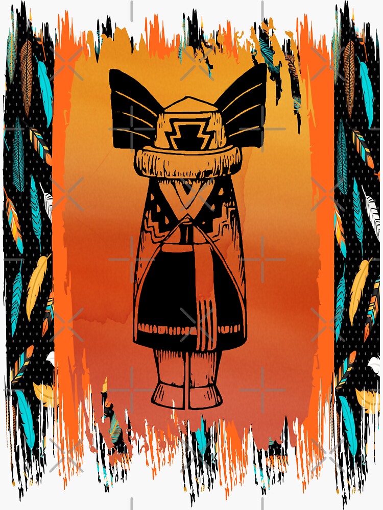 "Kachina-Native American Doll Symbol With Tribal Pattern Border ...