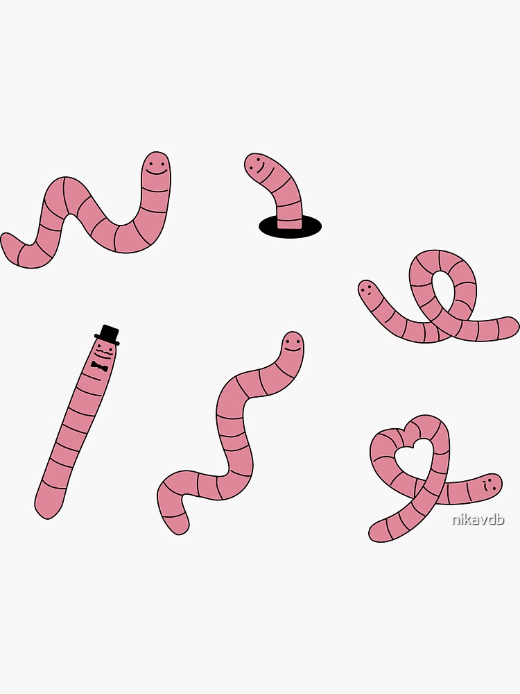 "Cute worm sticker pack" Sticker for Sale by nikavdb | Redbubble