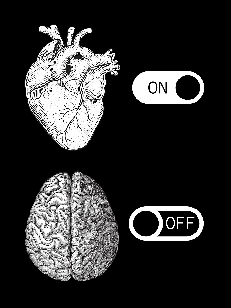 Póster «Diseño de camiseta Heart On Brain Off» de Aminosha | Redbubble