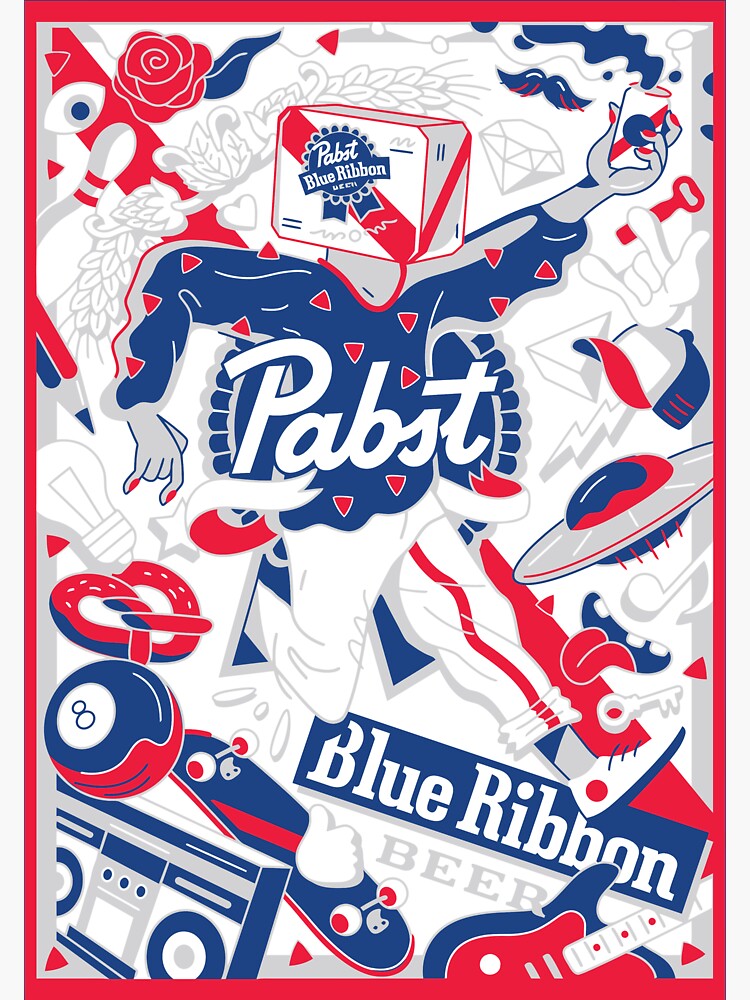 "Authentic Pabst Blue Ribbon" Sticker for Sale by JokoThinker | Redbubble