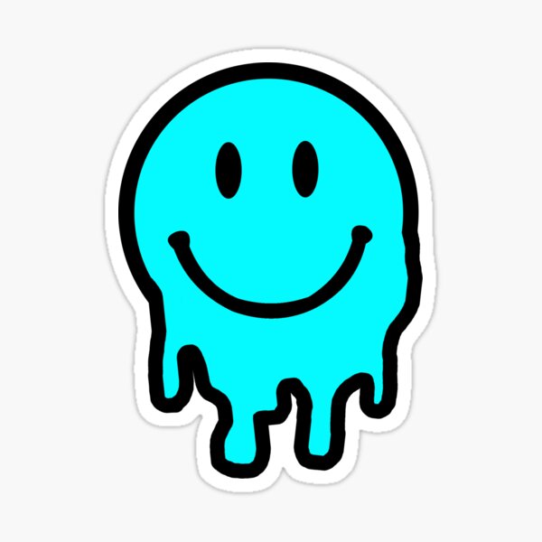 "Bright Blue Drippy Smile" Sticker by solarsquidd | Redbubble