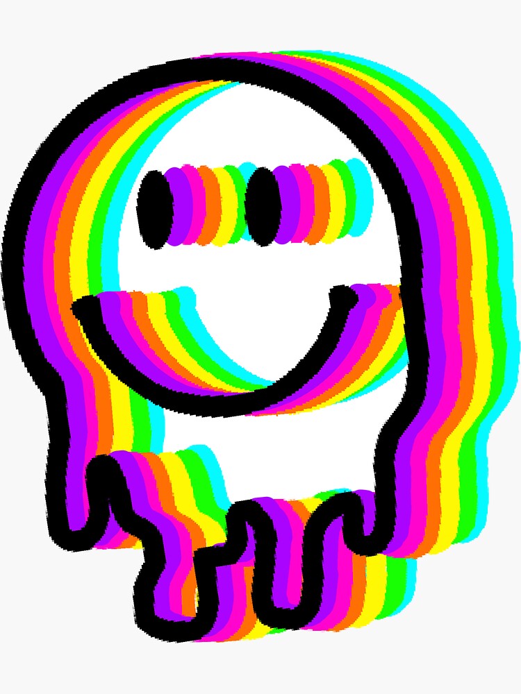 "Trippy Neon Drippy Smile" Sticker for Sale by solarsquidd | Redbubble