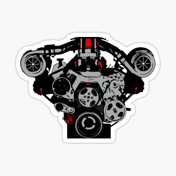 "Twin-turbo engine" Sticker for Sale by Wolfmeyer | Redbubble