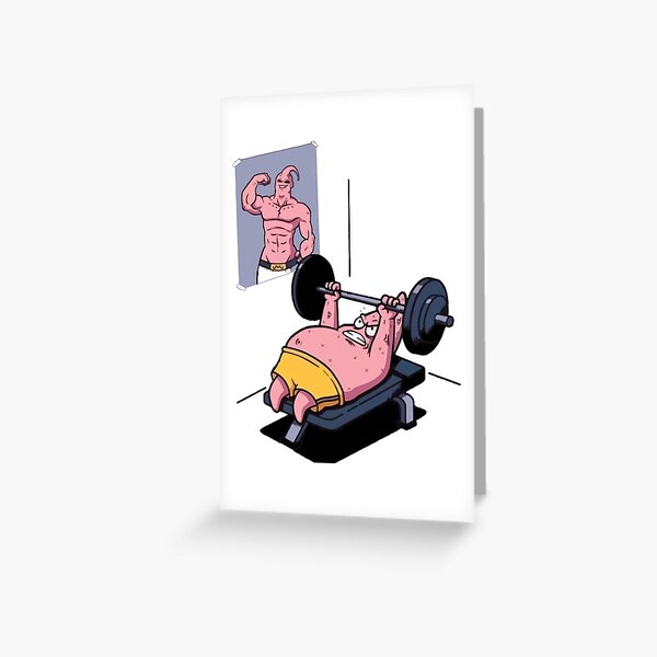 "Majin Buu vs Patrick - Funny Motivational Gym" Greeting Card for Sale ...