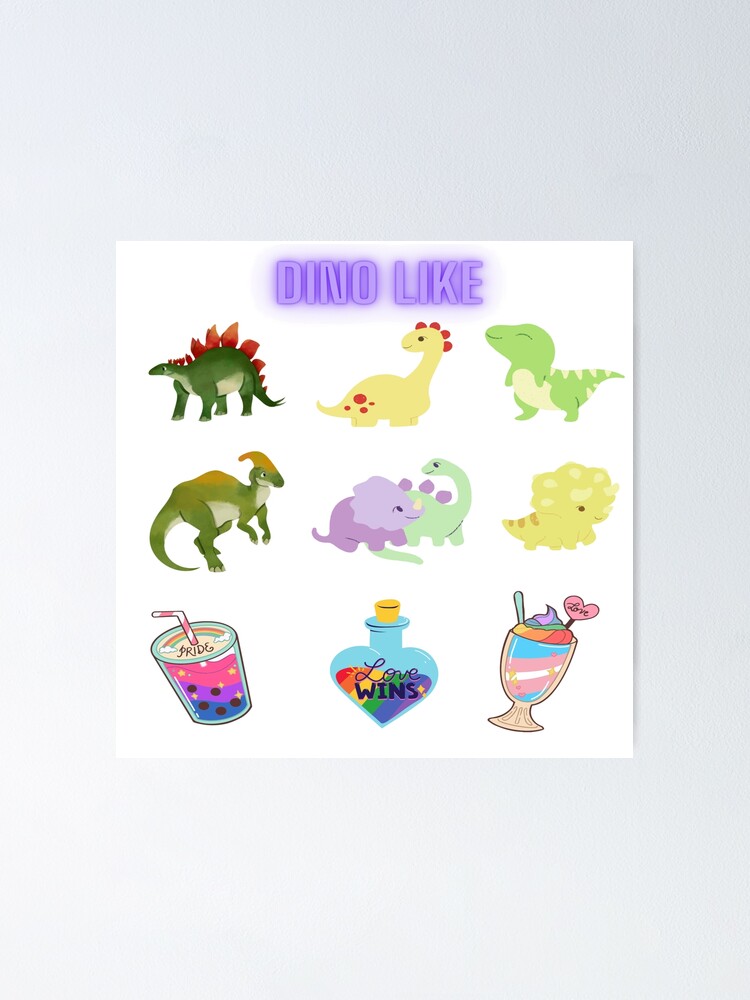 "Dino boba sticker pack" Poster by Rajzone | Redbubble