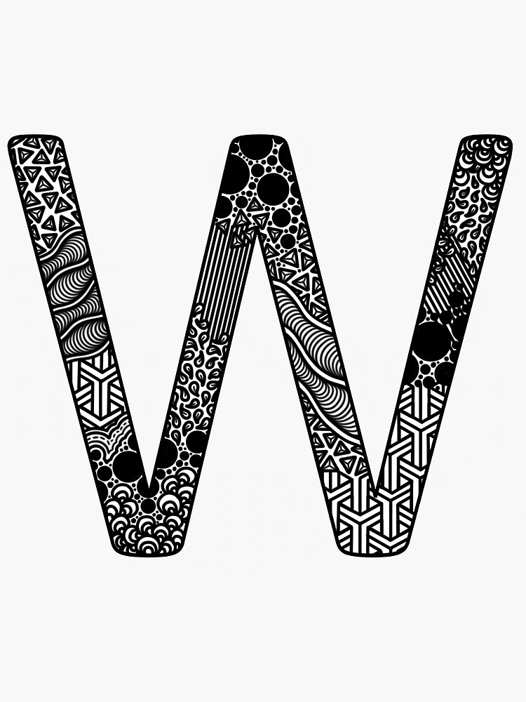 "Zentangle Initial W" Sticker by sydasmith13 | Redbubble