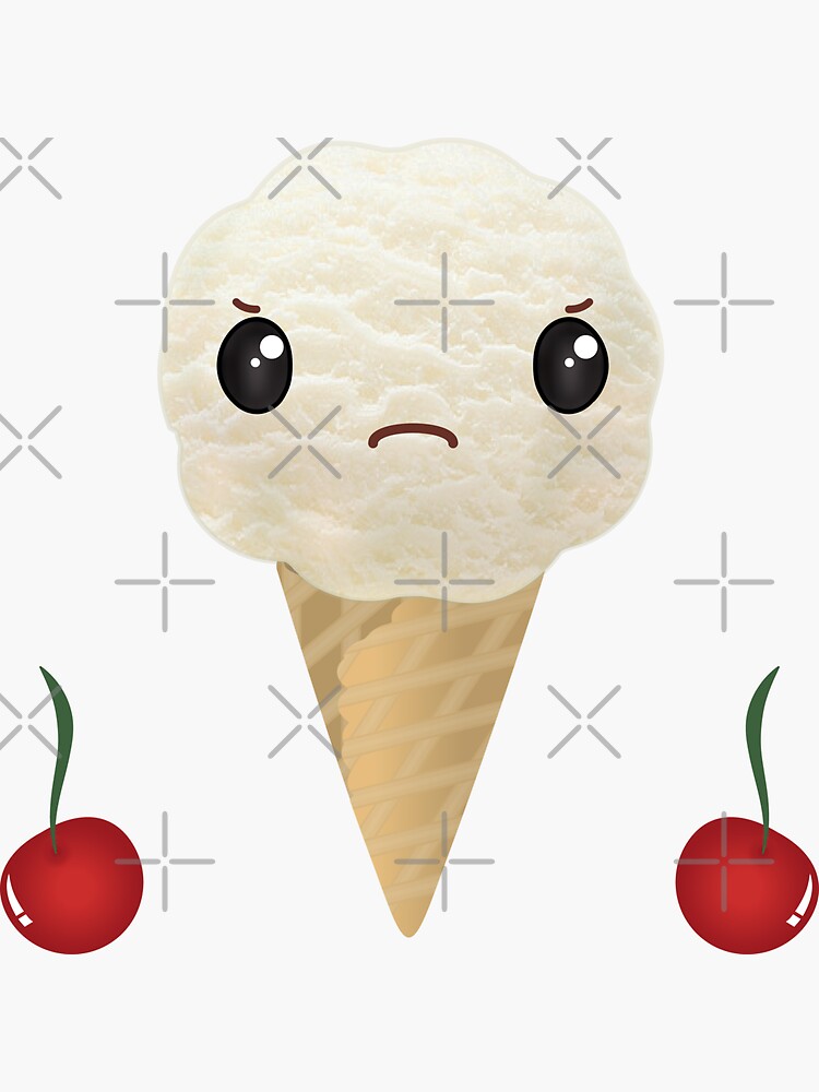 "Grumpy Vanilla Ice Cream" Sticker by Figuros | Redbubble