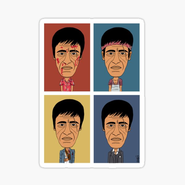 "4 drawn portraits of Tony" Sticker by ericsintes | Redbubble