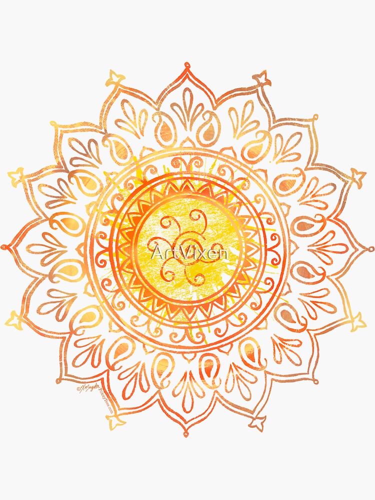 "Decorative Indian Sun " Sticker for Sale by ArtVixen | Redbubble