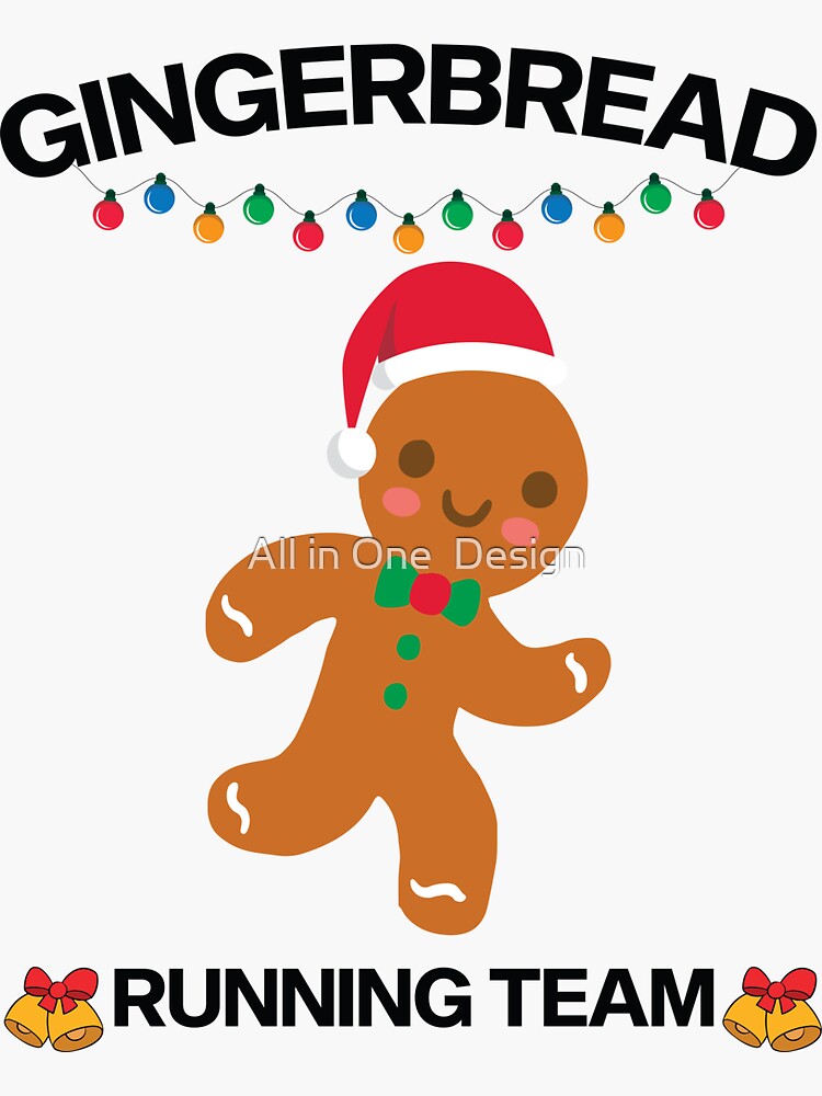 "Gingerbread Running Team" Sticker for Sale by AYMANE8 | Redbubble