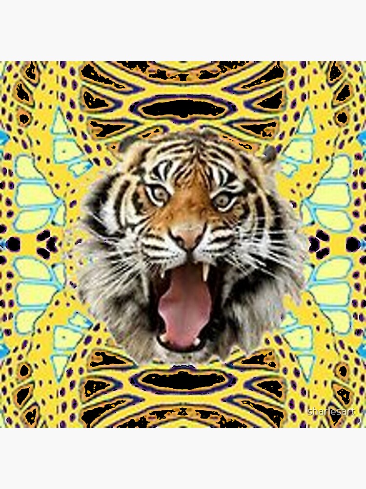 "SNARLING TIGER HEAD DECORATIVE PATTERN ART" Sticker by sharlesart ...