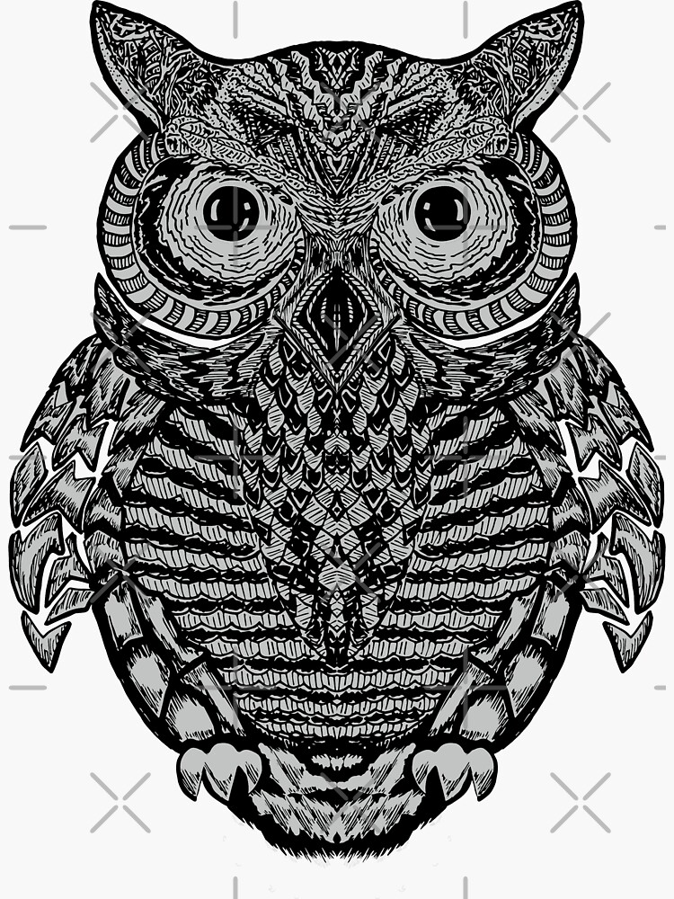 "Zen Owl" Sticker by MetroBionic | Redbubble