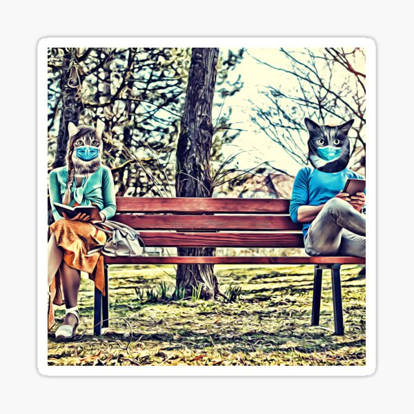 "Cats Social Distancing During Covid - Funny Surreal Cats" Sticker by ...