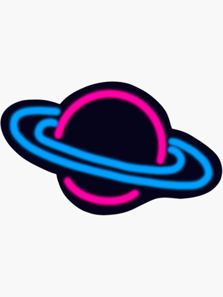 "Neon Saturn Sticker" Sticker for Sale by stckrs4u | Redbubble