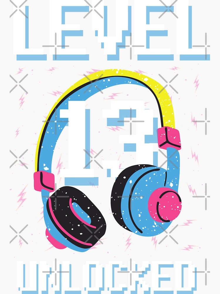 "Level 13 Unlocked Gaming Birthday Shirt With Age" Sticker for Sale by ...