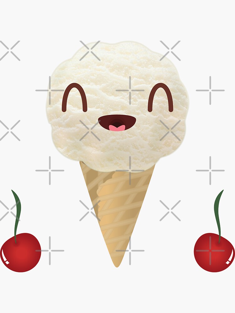 "Kawaii Sunny Vanilla Ice Cream" Sticker by Figuros | Redbubble