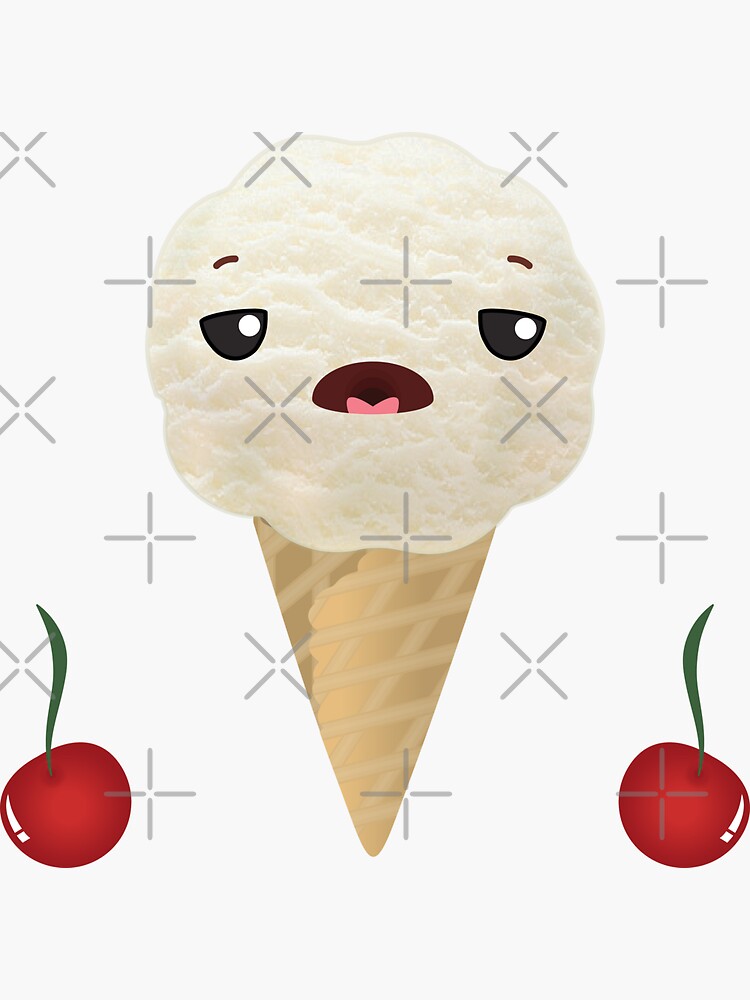 "Kawaii Tired Ice Cream Cone" Sticker for Sale by Figuros | Redbubble