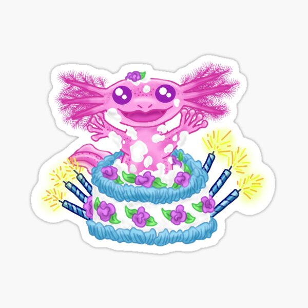 "Happy Birthday axolotl blue version " Sticker for Sale by ...