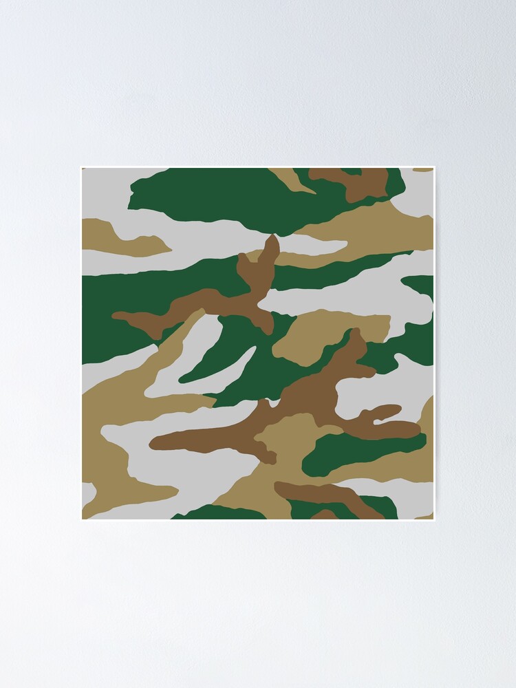 "Kaitoke Green + Muesli + Very Light Grey - Classic Camo" Poster for ...