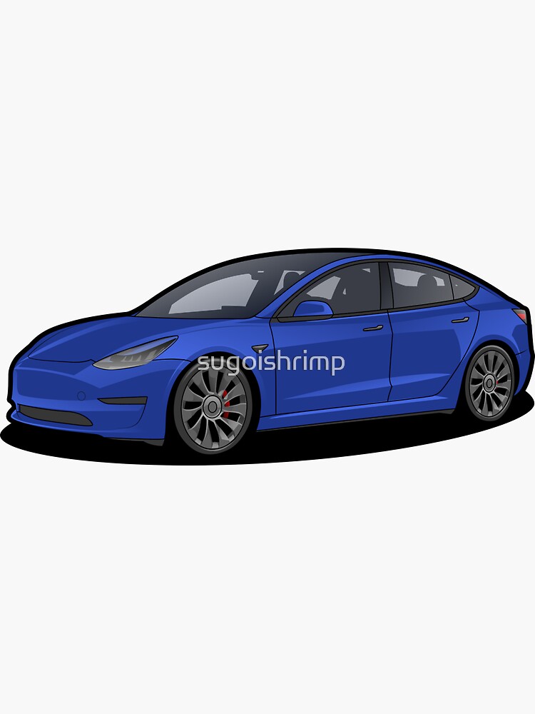 "Tesla Model 3 Blue" Sticker for Sale by sugoishrimp | Redbubble