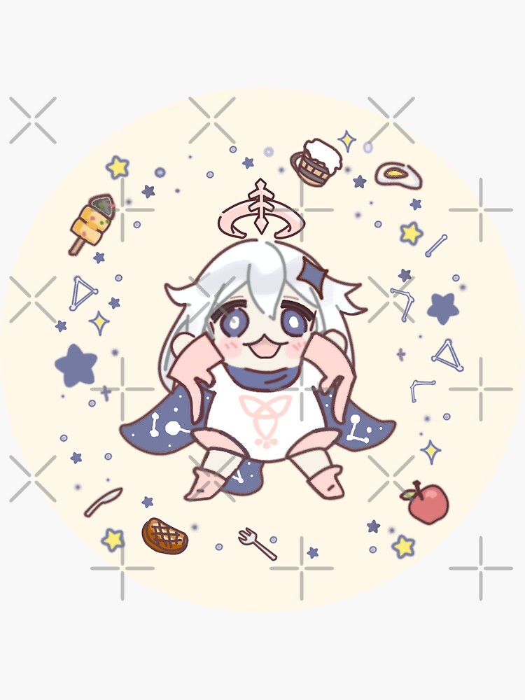 Pegatina «Genshiin Impact Chibi Paimon la gran comida de emergencia» de ...