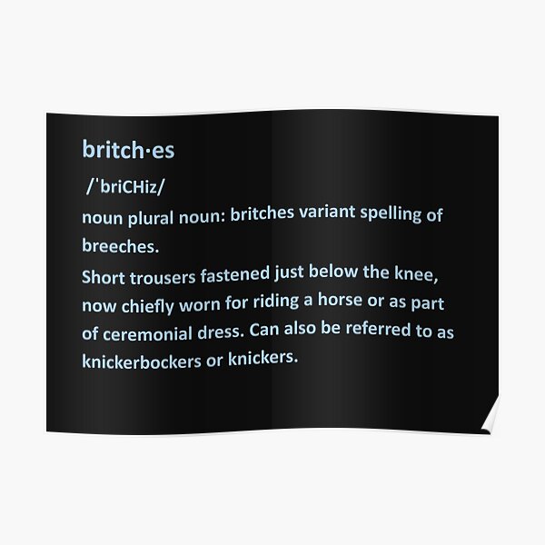 "Britches Definition Light Blue Letters" Poster by AliCatOriginals ...